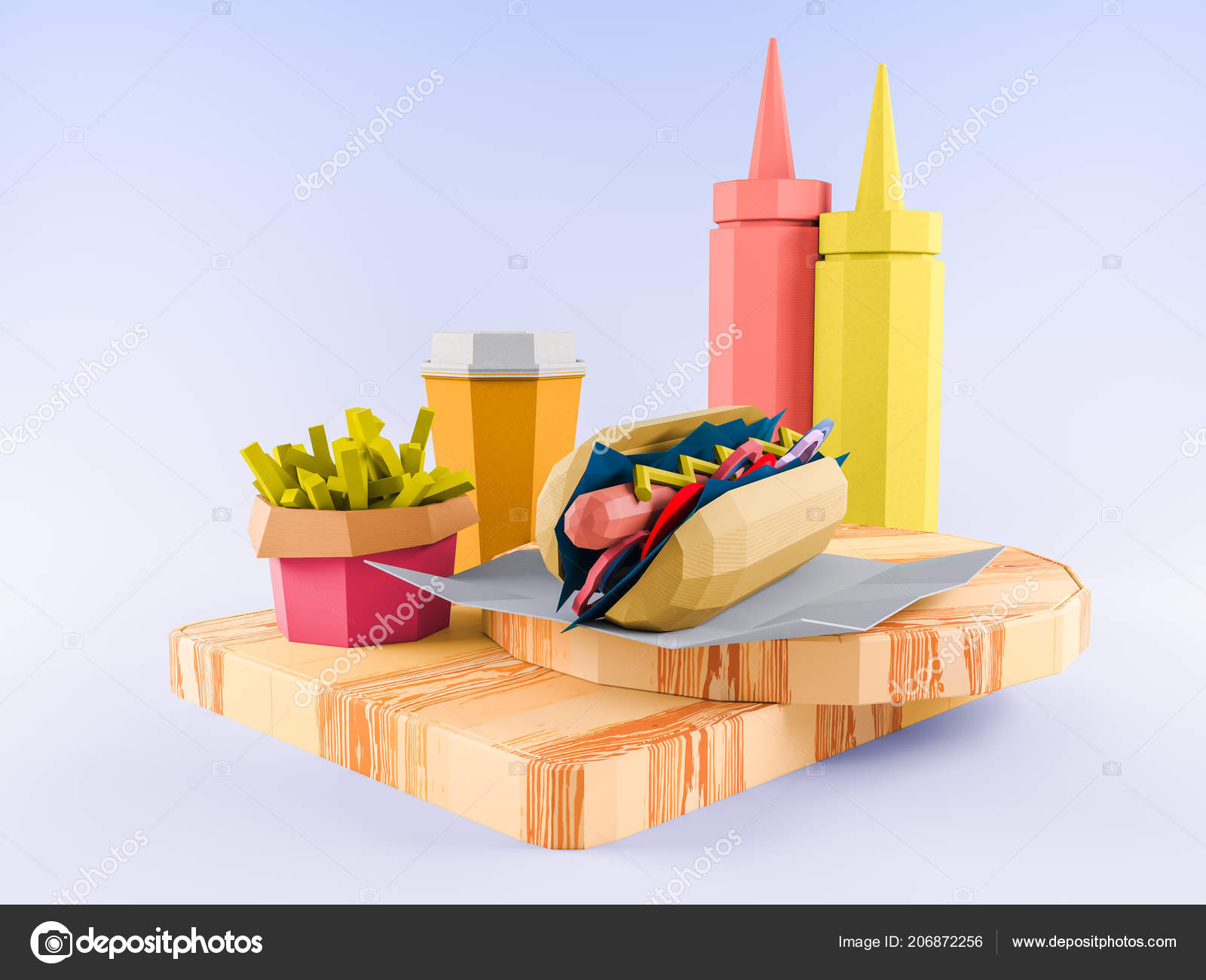 Fast Food Background Concept Cardboard Paper Background Cartoon Food ...