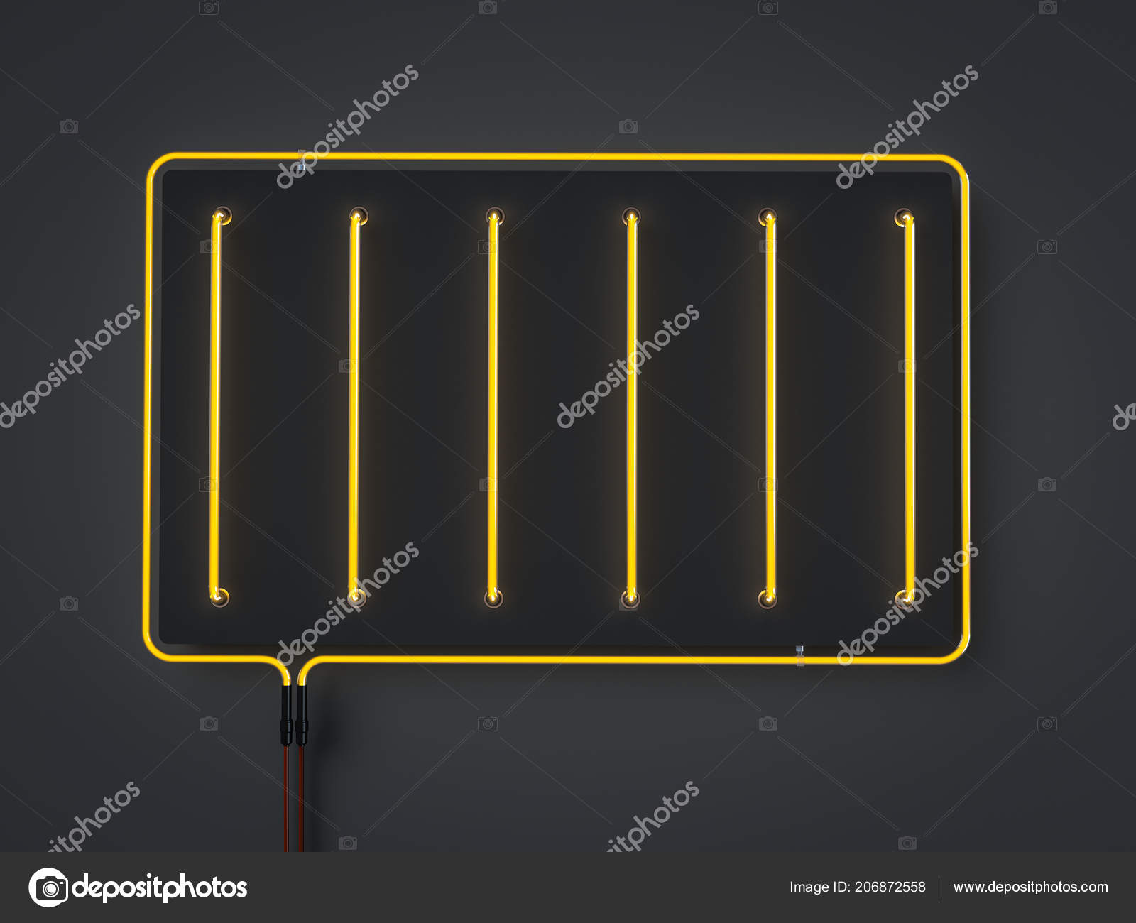 Neon Lights Rectangle Frames Sign Template Decoration Covering Dark ...