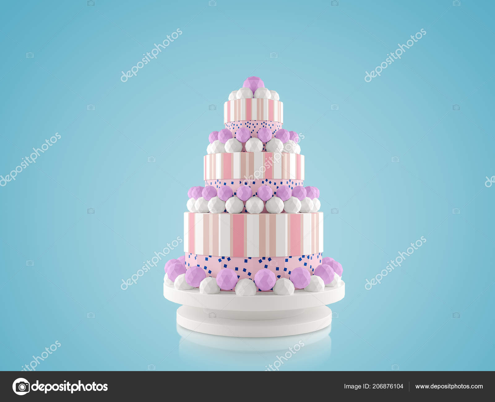 Original Buttercream Cake Colorful Elements Blue Background Stock Photo ...