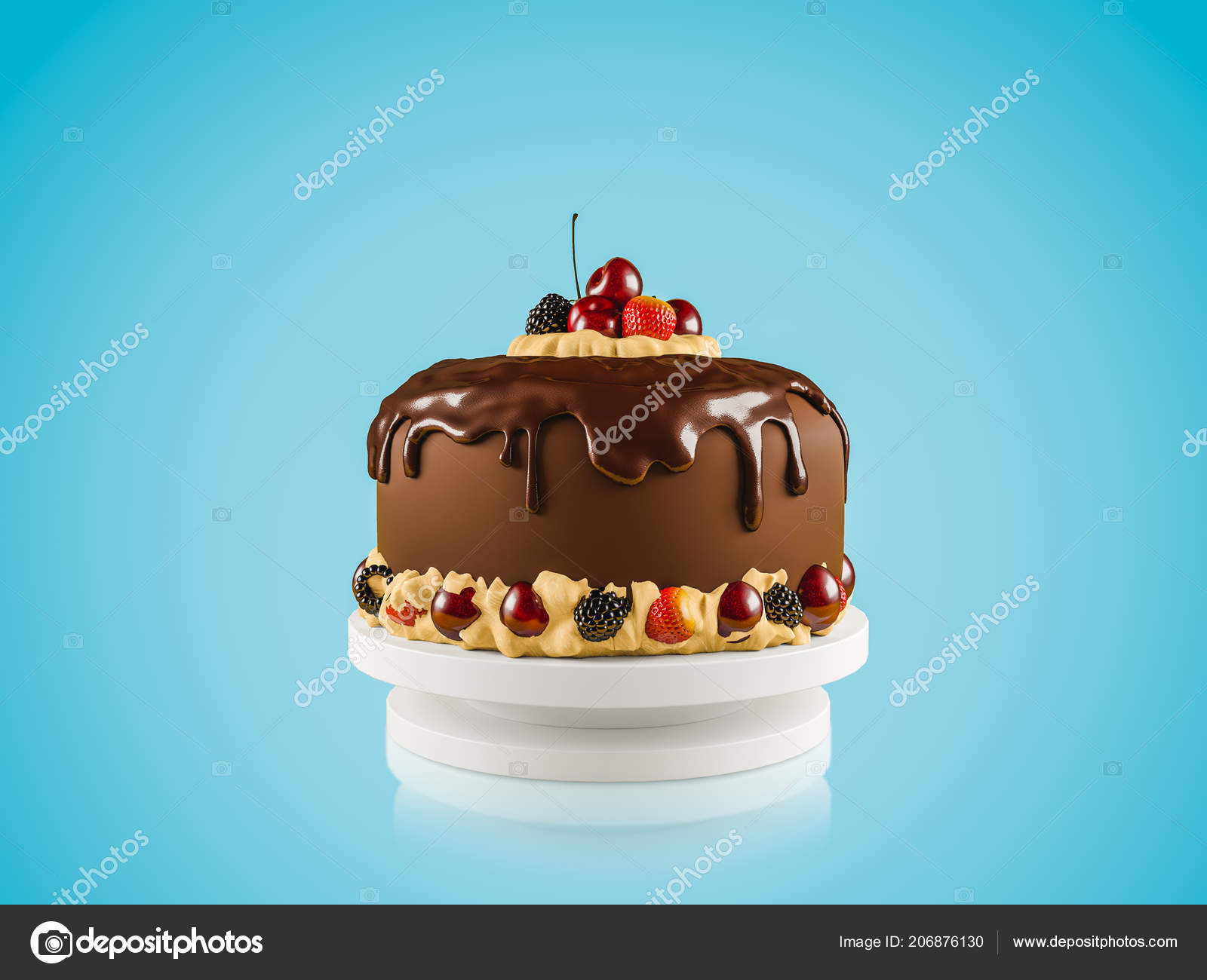 Original Buttercream Cake Colorful Elements Blue Background Stock Photo ...