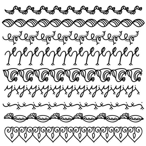 Simple Black Trims Borders Collection White Background Stock Vector ...