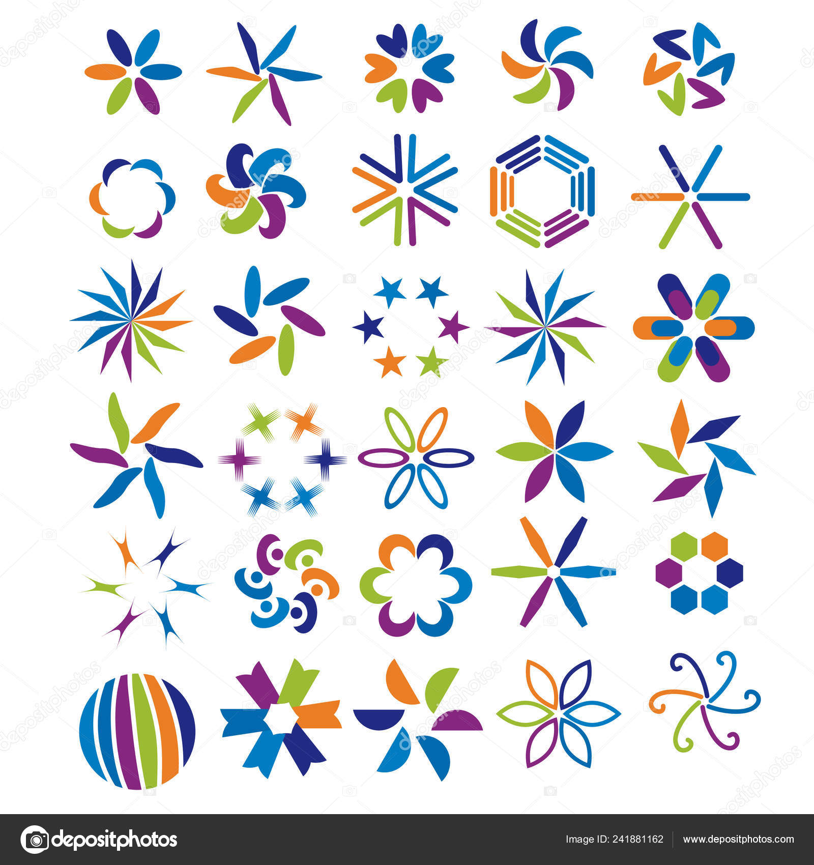 Colorful Symbols Collection Simple Style White Background Stock Vector ...