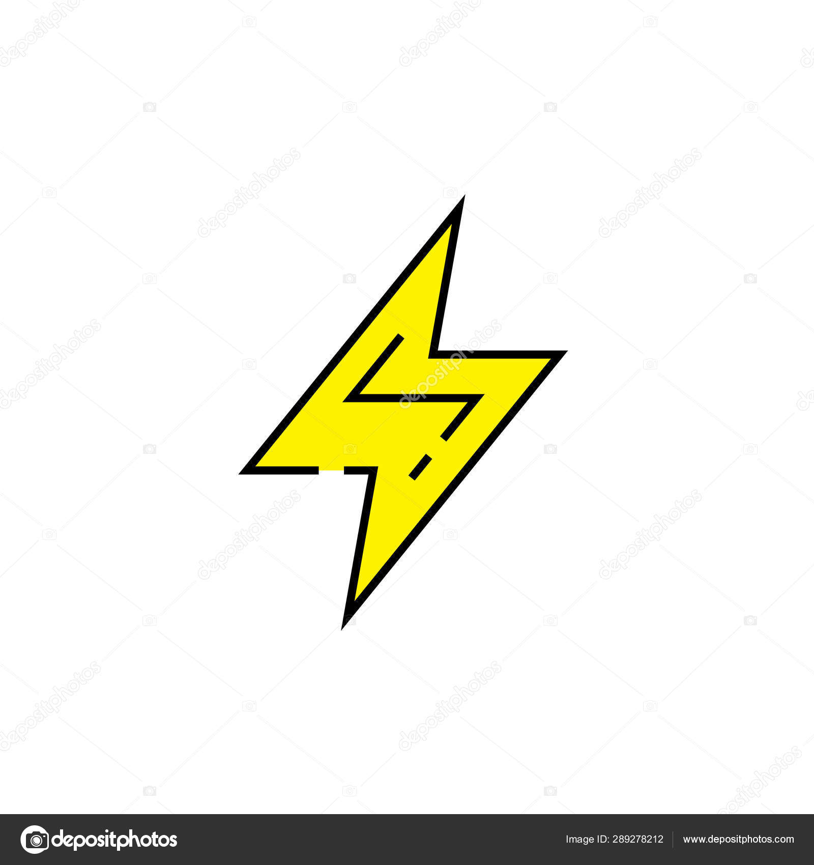 Electric Bolt Line Icon Electricity Symbol Yellow Electrical Charge ...