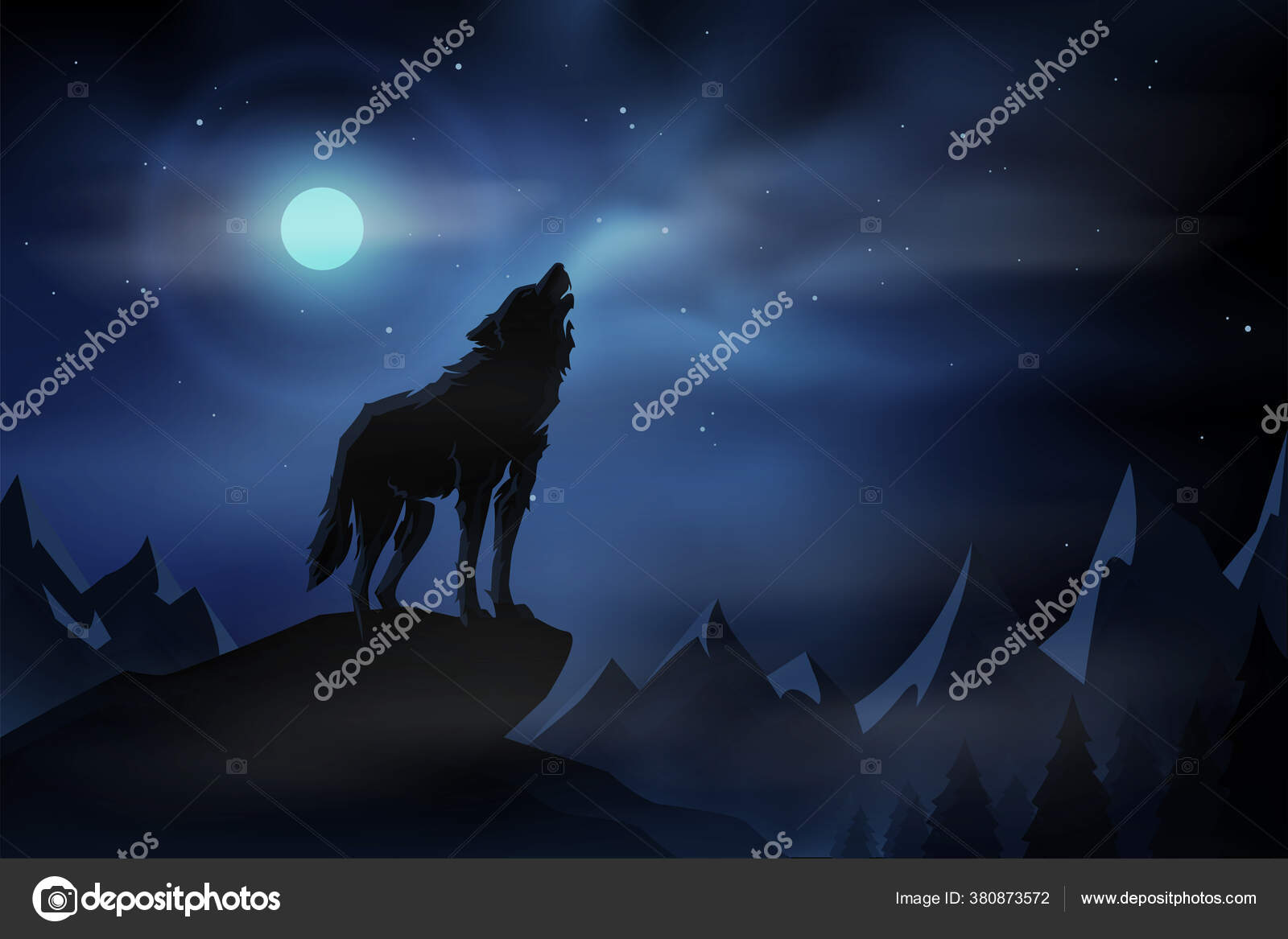 Wolf Howling At Night