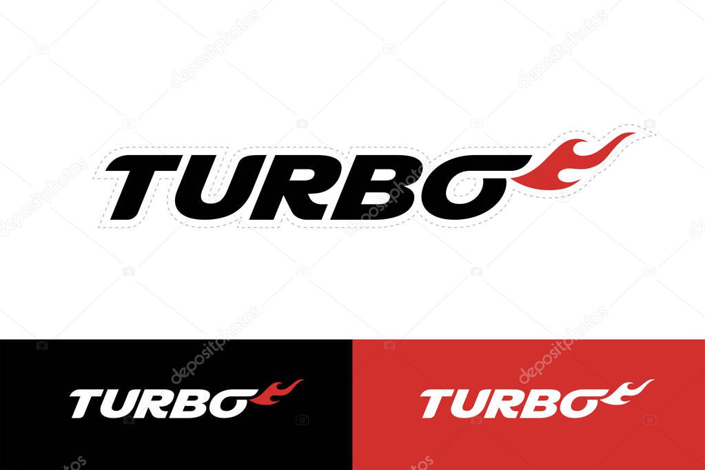 Etiqueta adhesiva turbo. Texto del turbocompresor con el diseño del ...