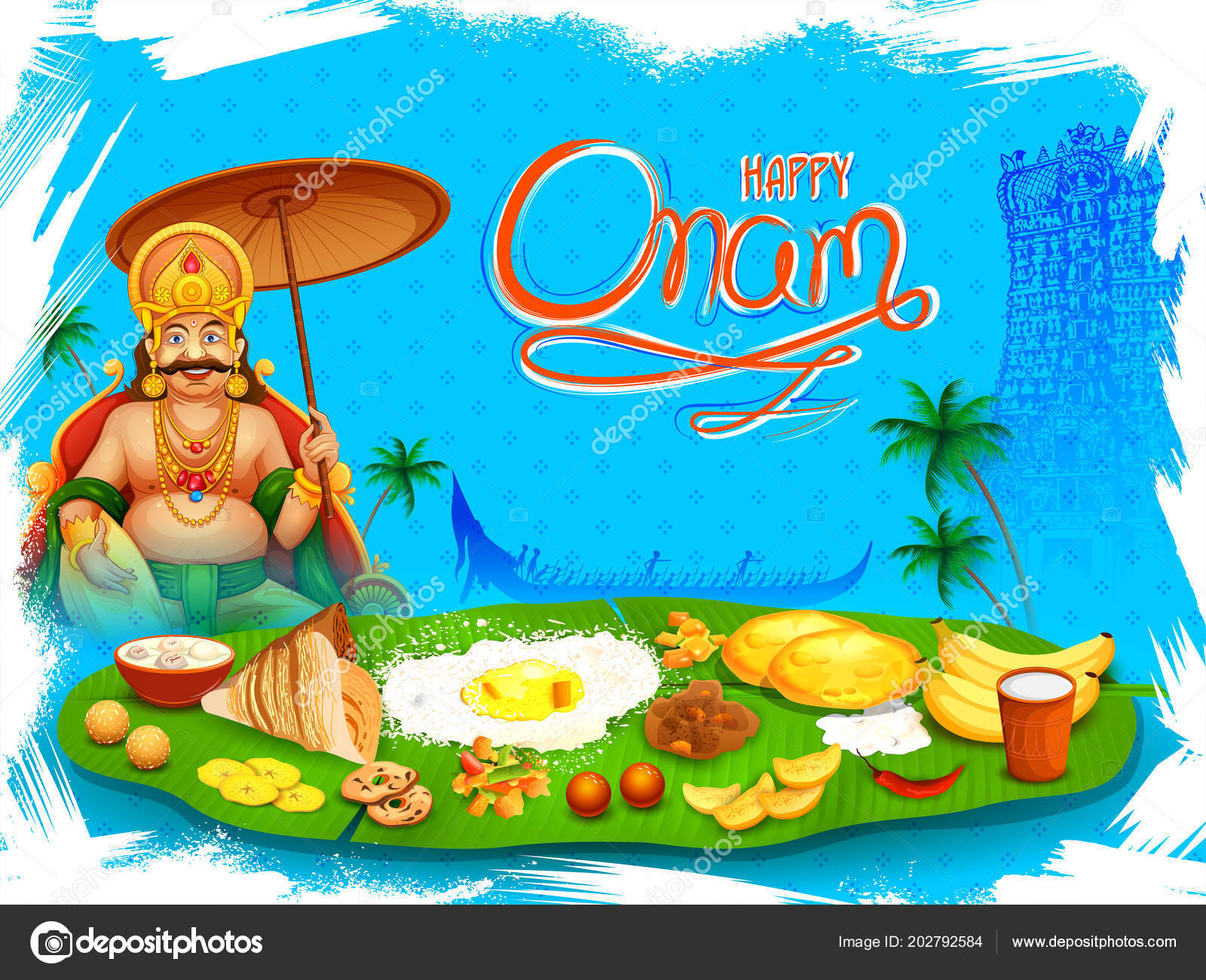 King Mahabali in Onam background showing culture of Kerala Stock Vector ...