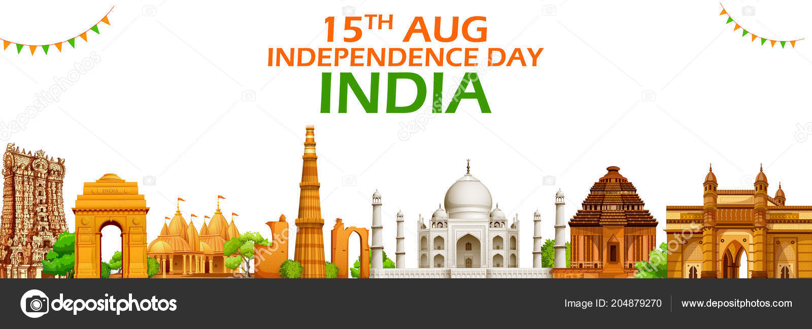 Famous Indian monument and Landmark for Happy Independence Day of India ...