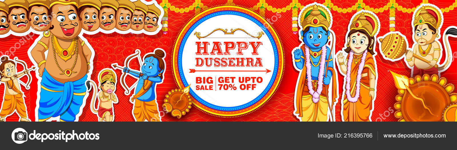 Lord Ram, Sita, Laxmana, Hanuman a Ravana Dussehra Navratri festival ...