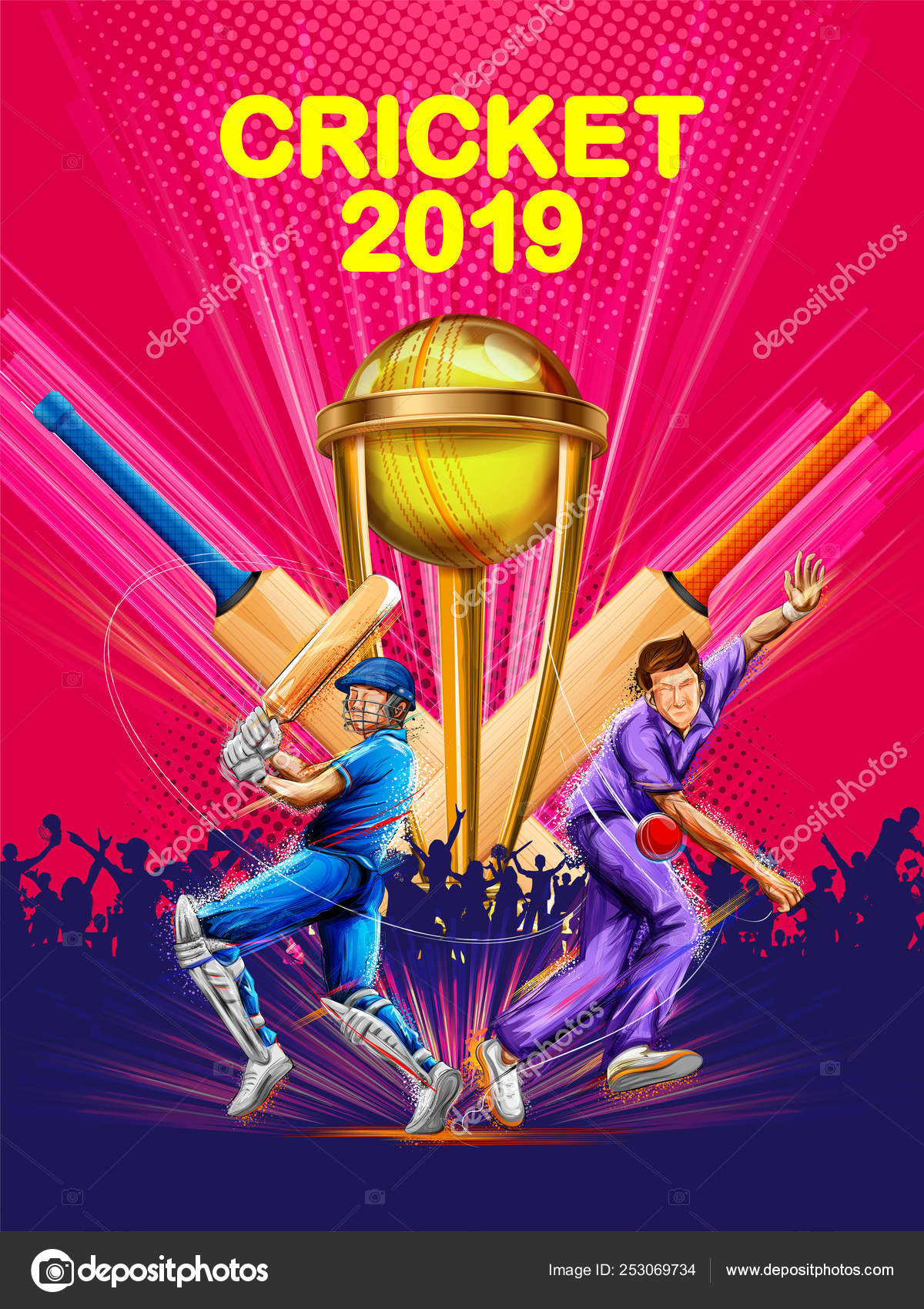 Batsman and bowler playing cricket championship sports 2019 Stock Vector Image by ©vectomart ...
