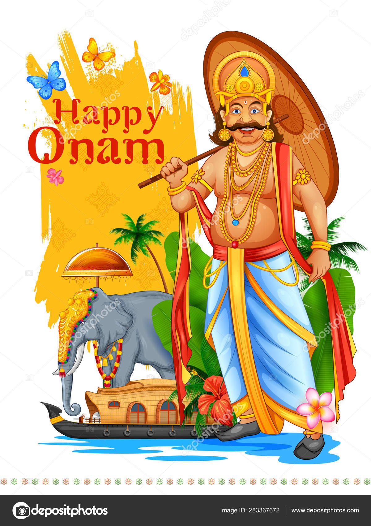 Illustration of colorful background for Happy Onam festival of South ...