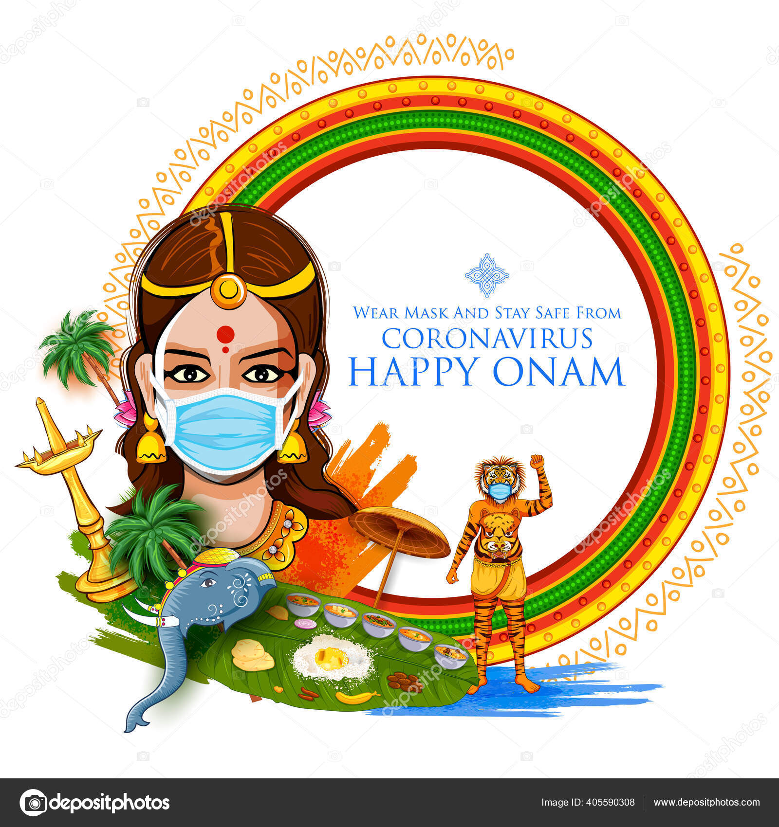 Happy Onam holiday festival background of Kerala South India Stock ...