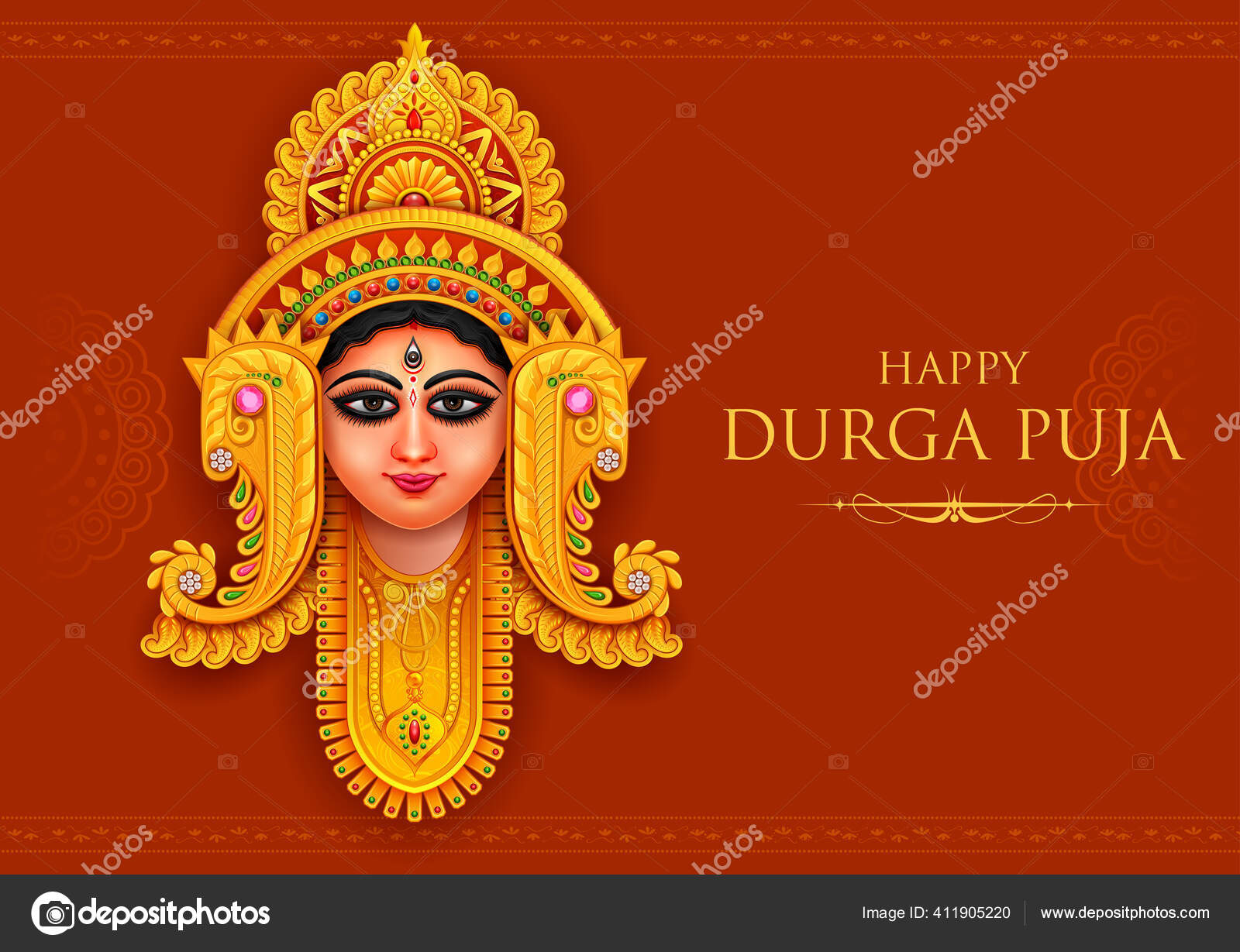 Goddess Durga Face in Happy Durga Puja Subh Navratri Indian religious ...