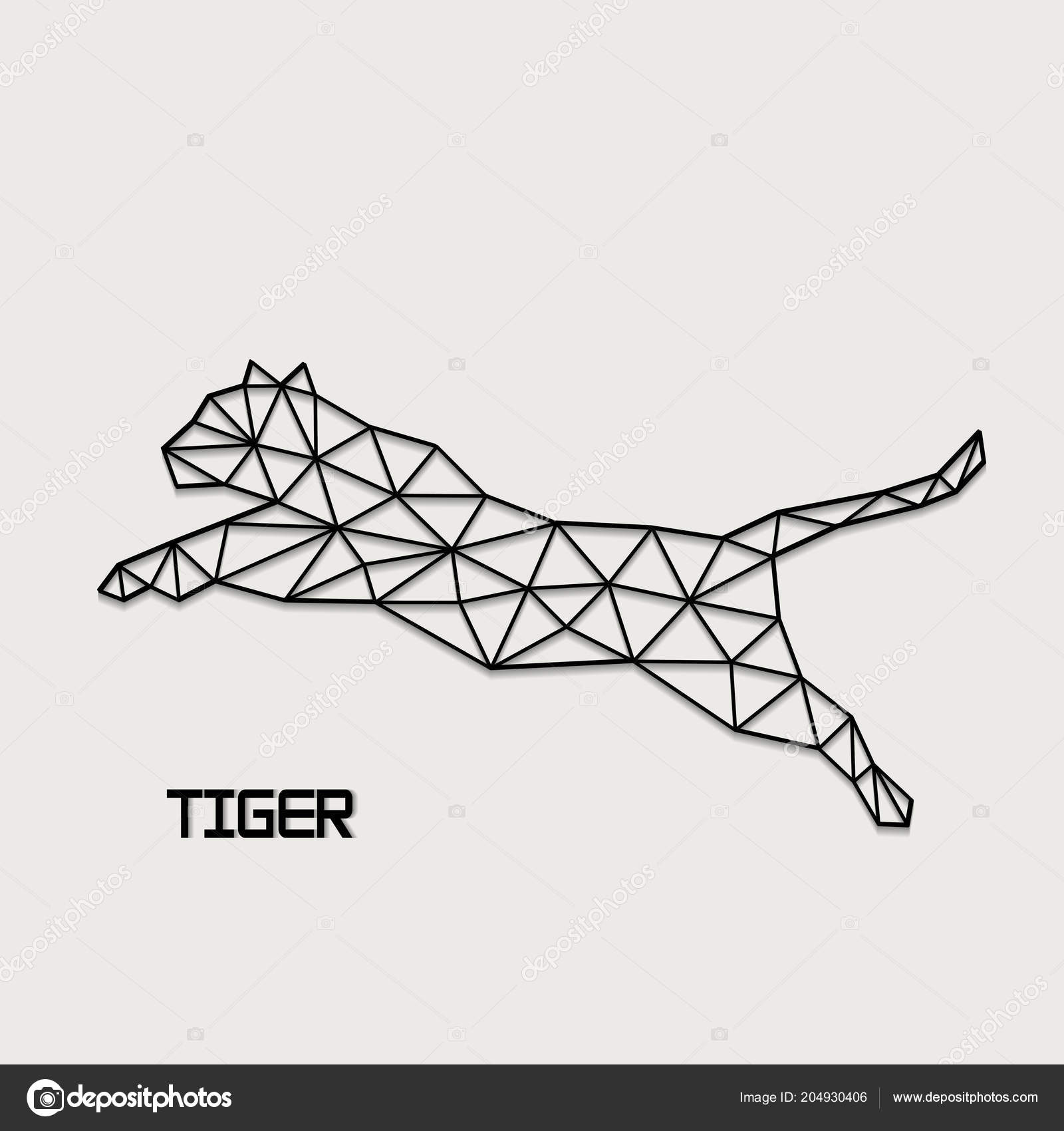 Jumping Tiger Abstract Form Polygons — Stock Vector © matc #204930406
