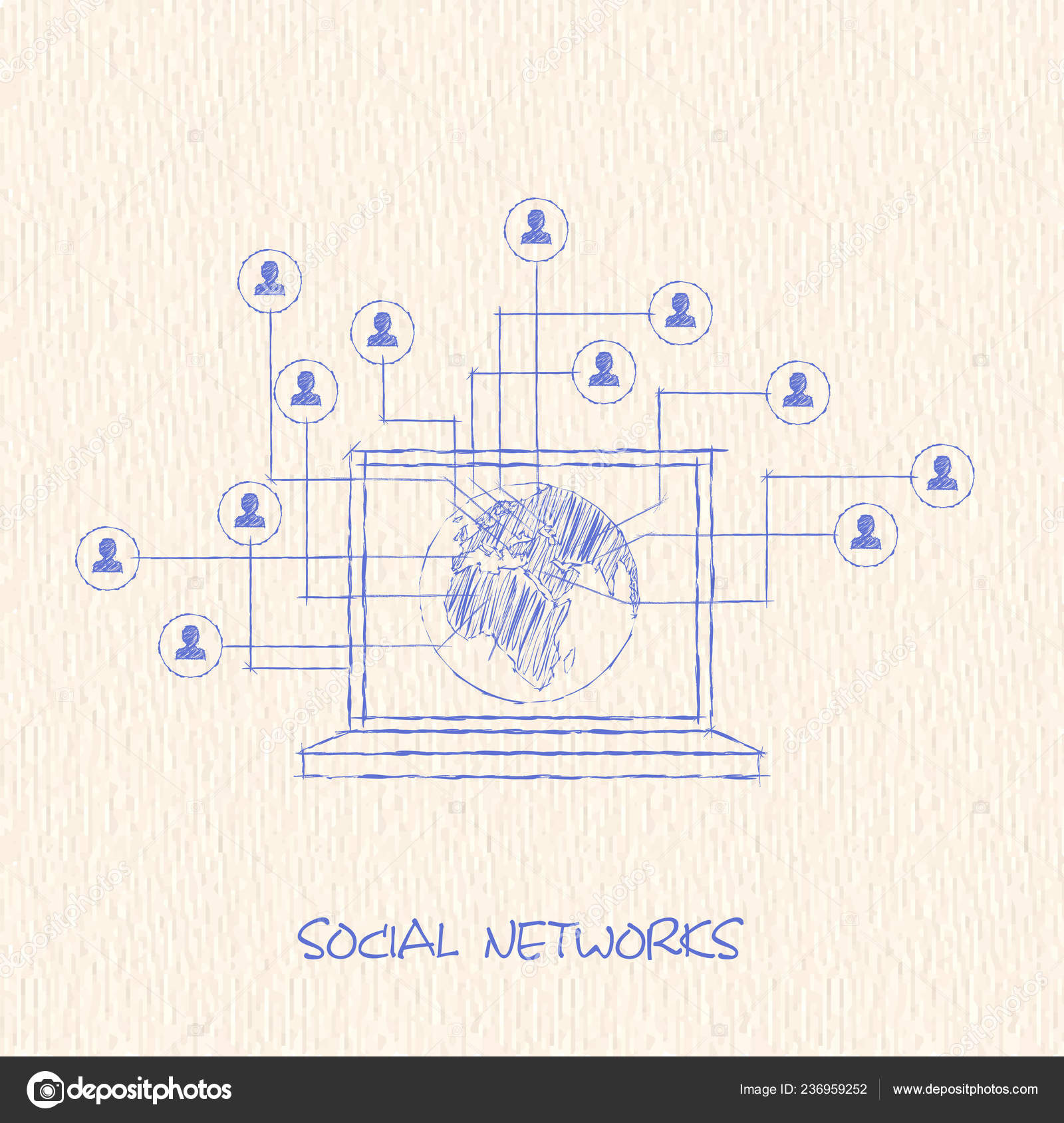 Drawing Pencil Scheme Social Networks Communication People Stock Vector ...