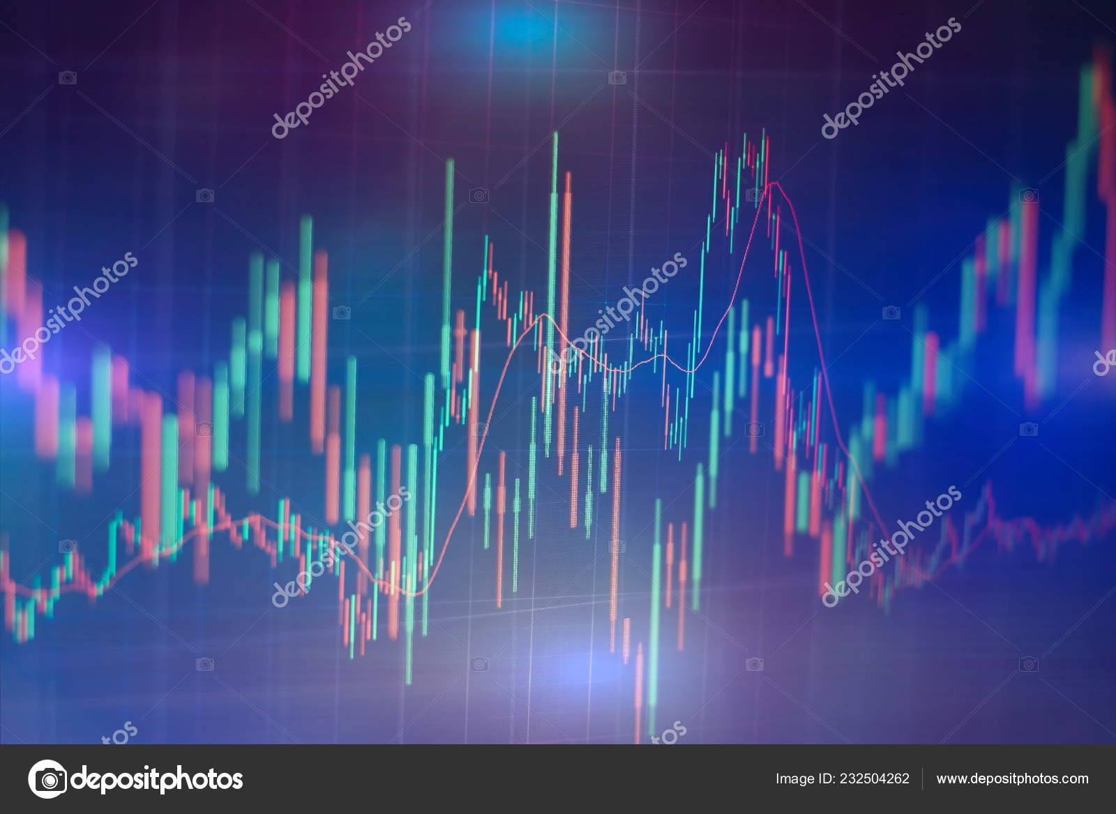 Forex Glowing Graphs Different Colors Showing Financial Market ...