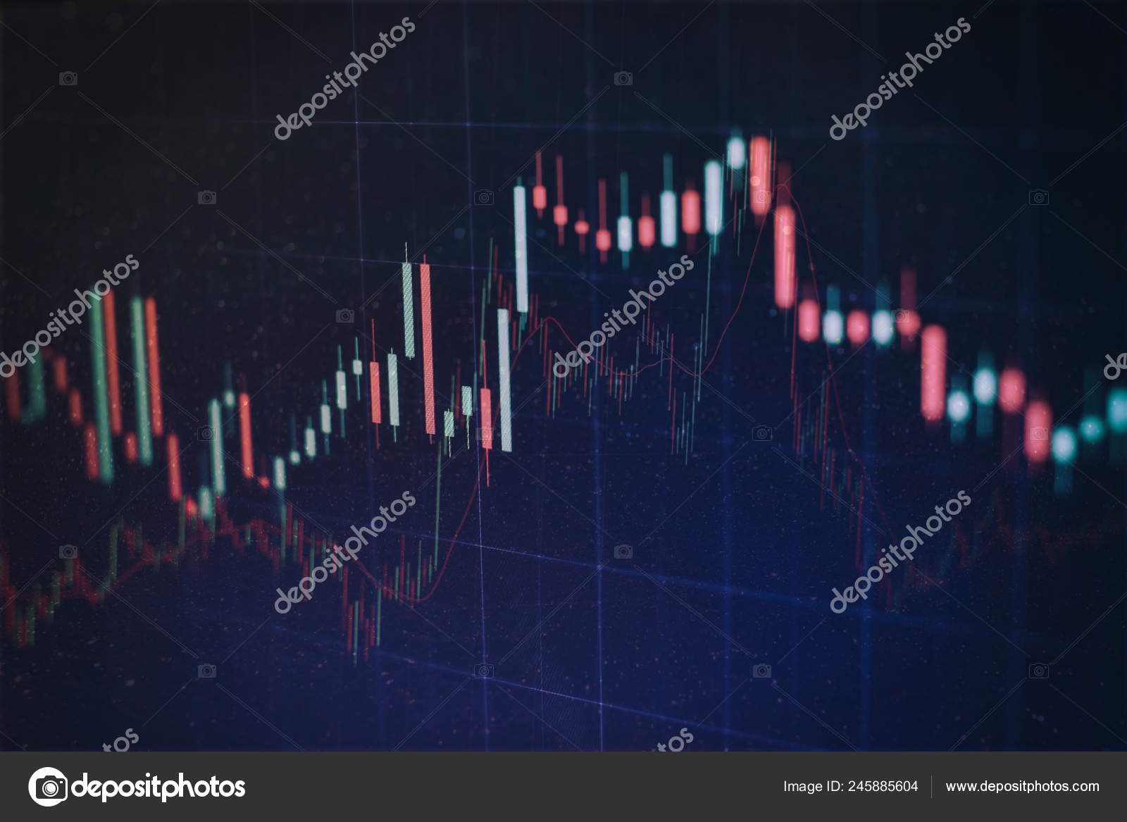 Technical Price Graph Indicator Red Green Candlestick Chart Blue Theme ...