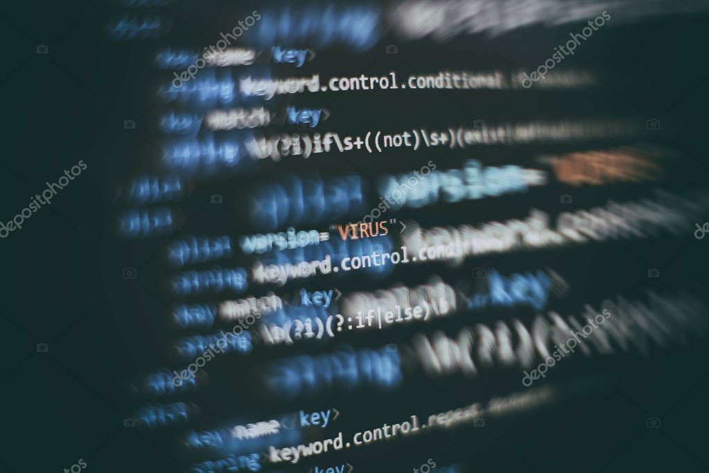 Código de script de computadora abstracto. Pantalla de código de ...