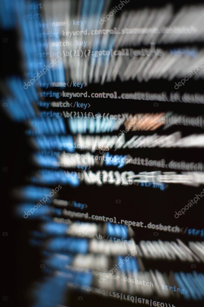 Código de script de computadora abstracto. Pantalla de código de ...