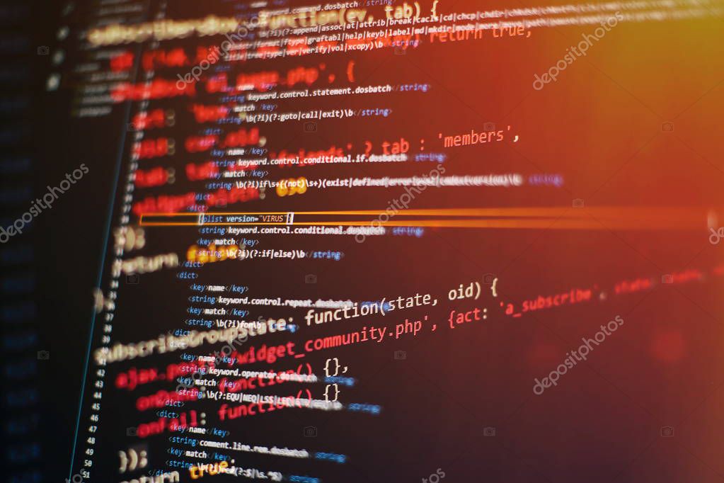 Código de script de computadora abstracto. Pantalla de código de ...