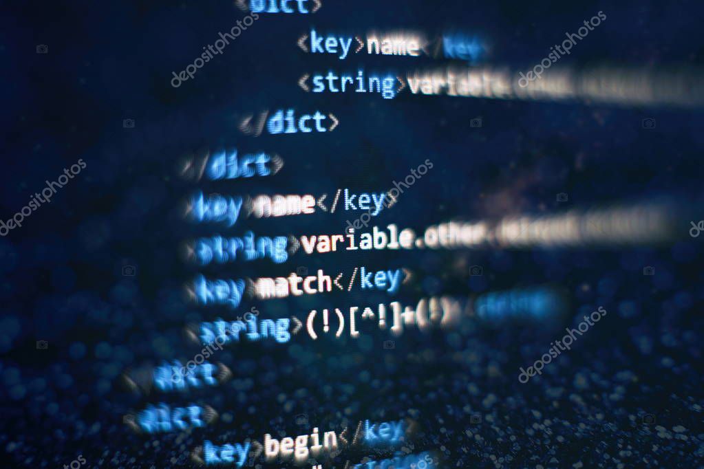 Código de script de computadora abstracto. Pantalla de código de ...