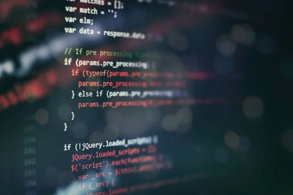 Web programming functions on laptop on laptop. IT business. Python code computer screen. Mobile ...