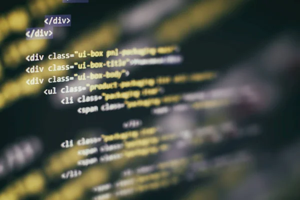 Web programming functions on laptop on laptop. IT business. Python code computer screen. Mobile ...