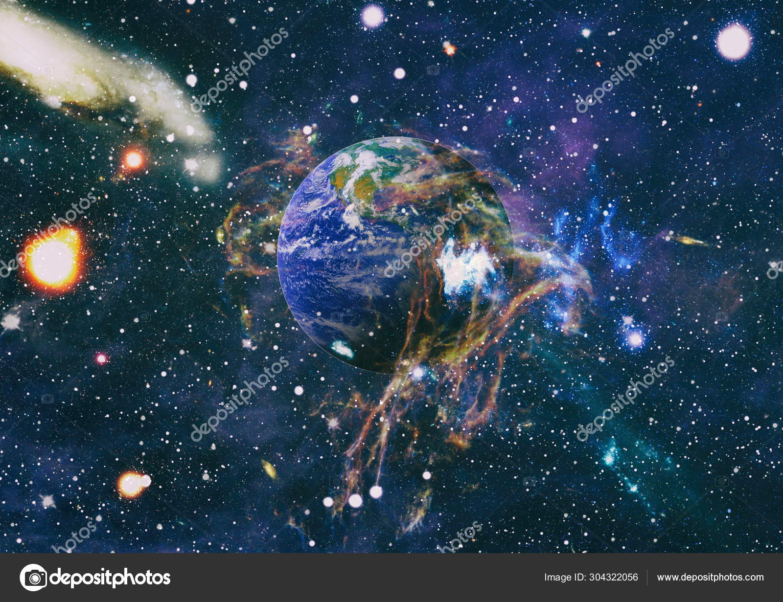 Panoramic Moon Earth