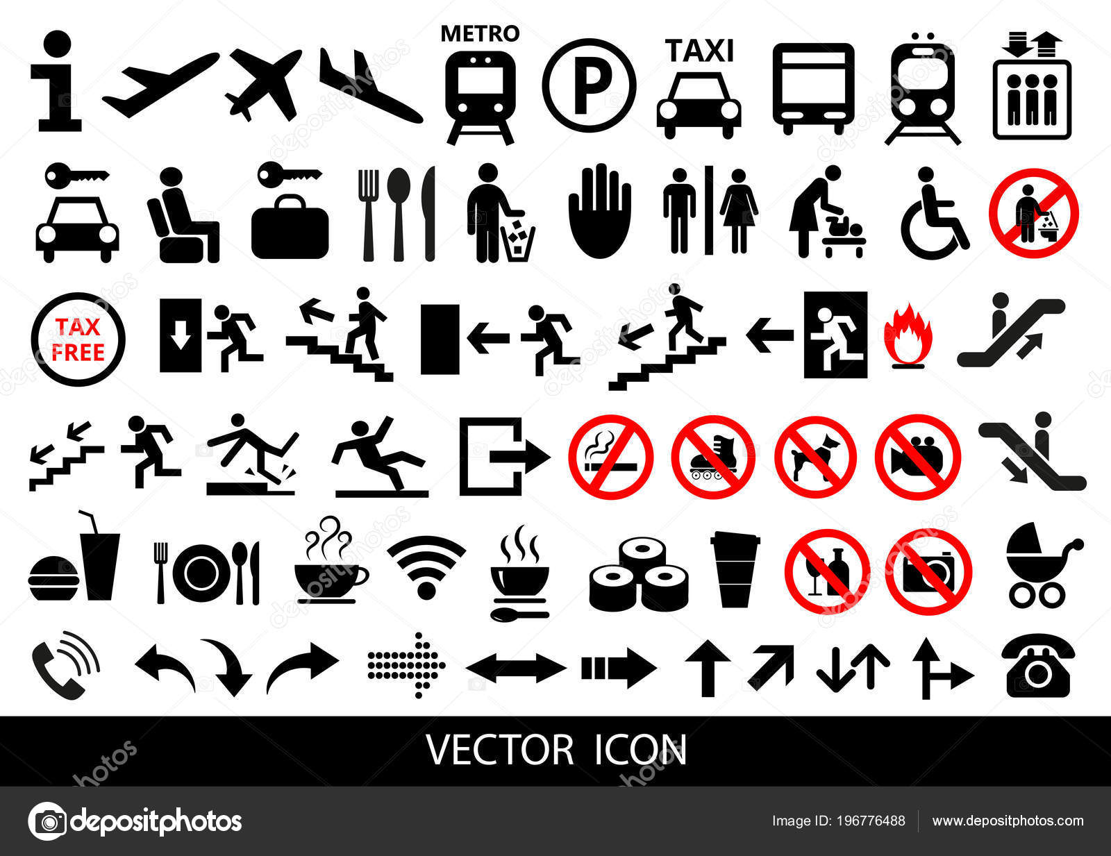 Set Public Icons White Background Vector Illustration Stock Vector ...