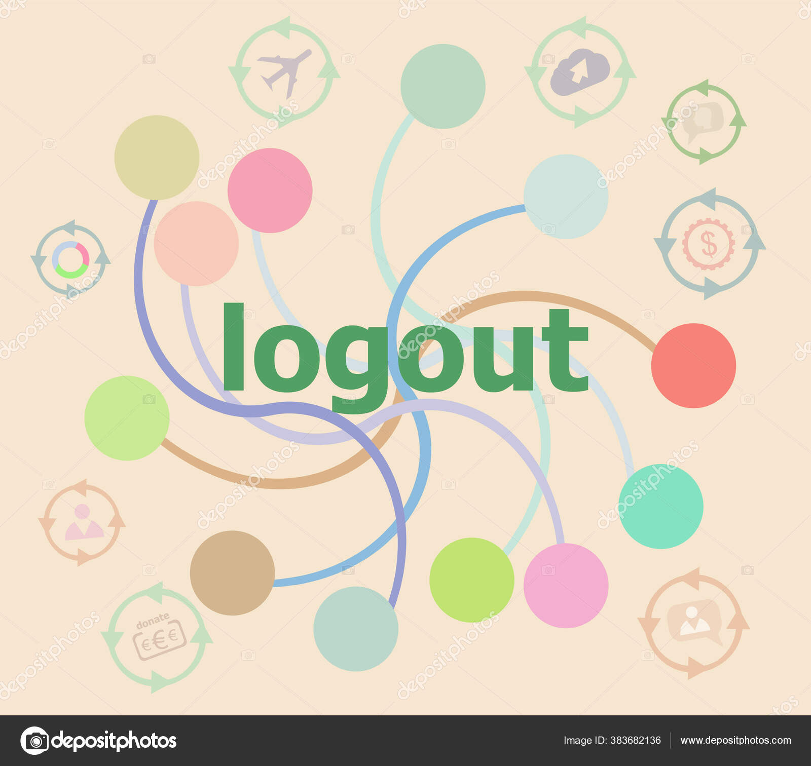 Logout Word Digital Touch Screen Information Concept Futuristic Graphic ...