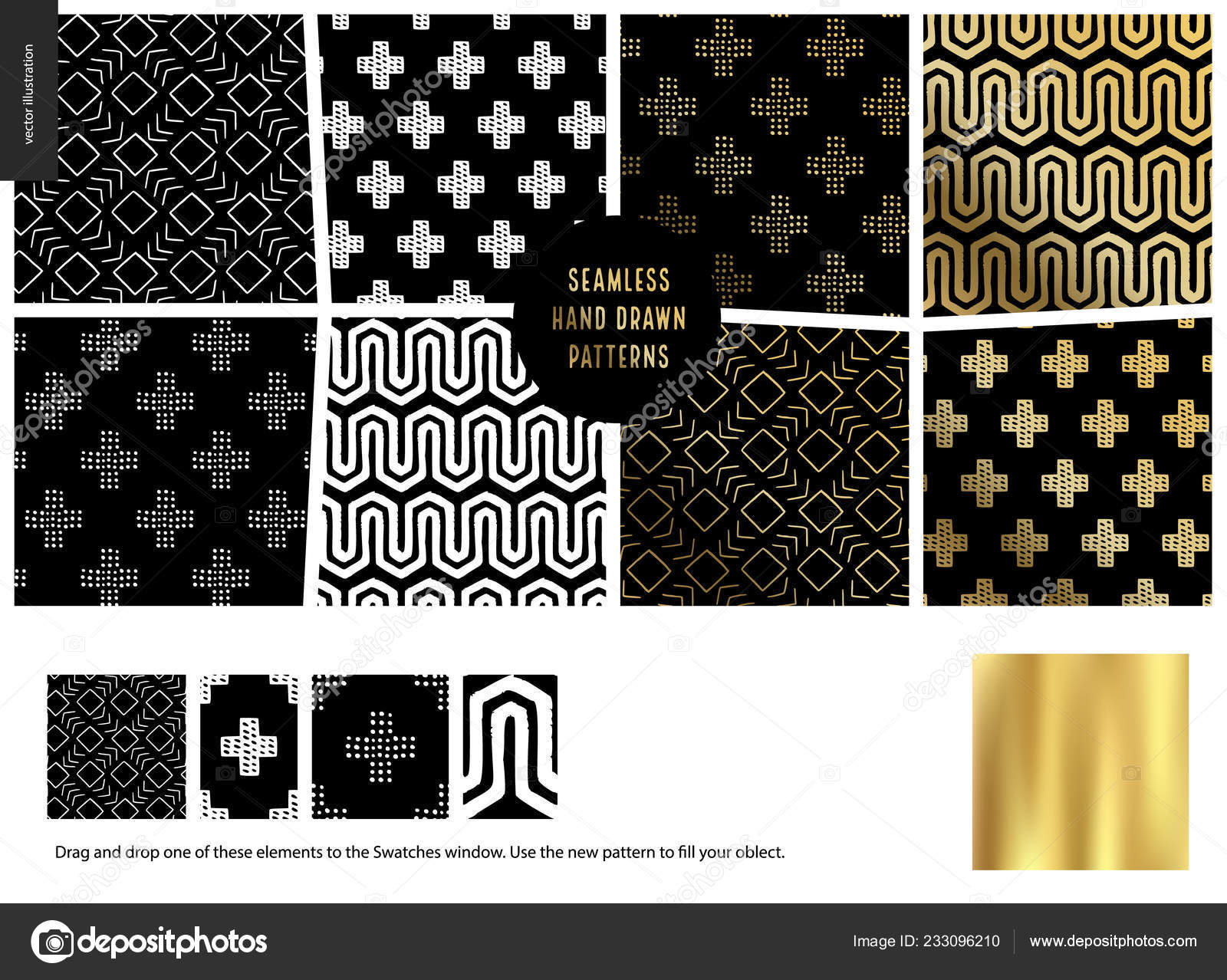 Hand drawn Patterns - black Stock Vector by ©grivina 233096210