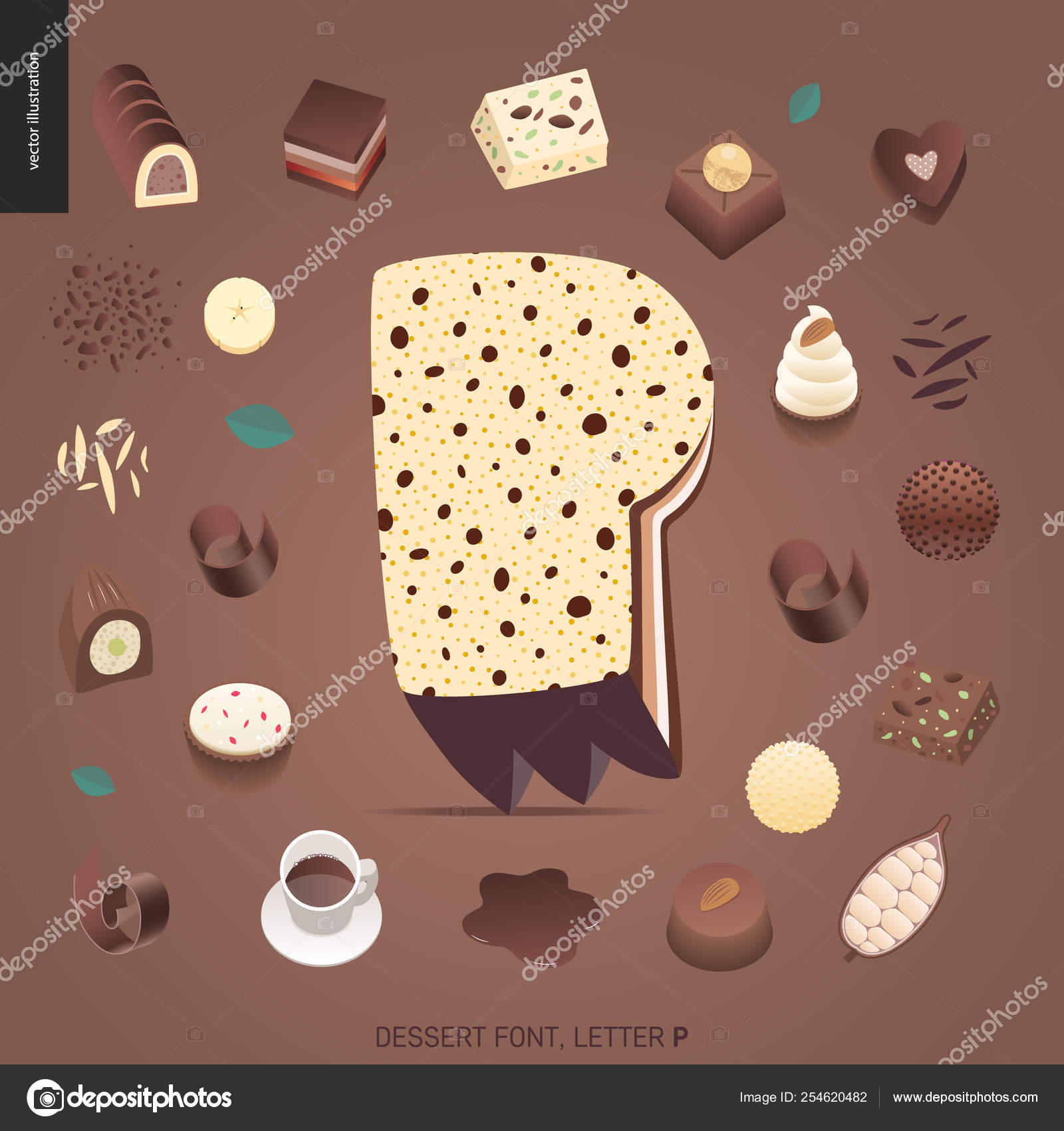 Postres temptation fuente Vector de stock por ©grivina 254620482