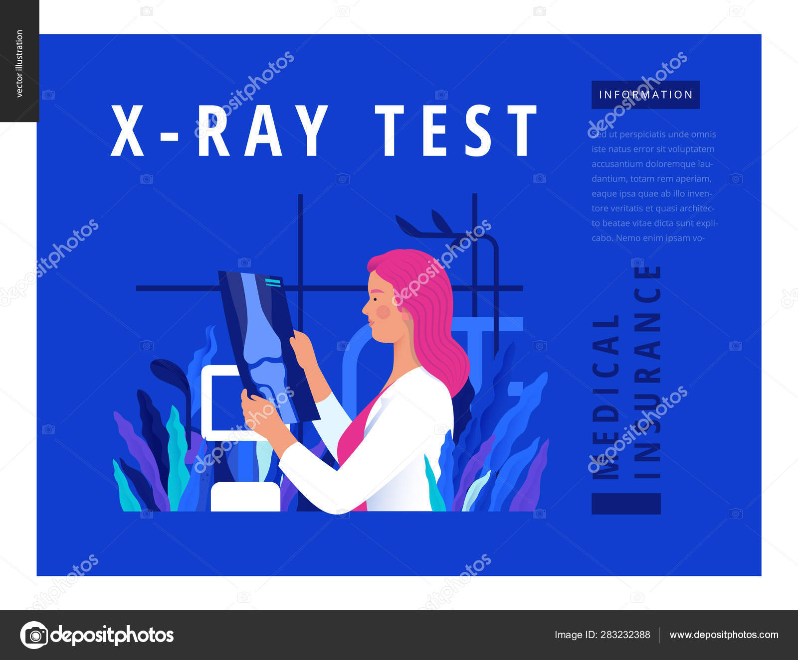 Medical tests blue template - x-ray test Stock Vector by ©grivina 283232388