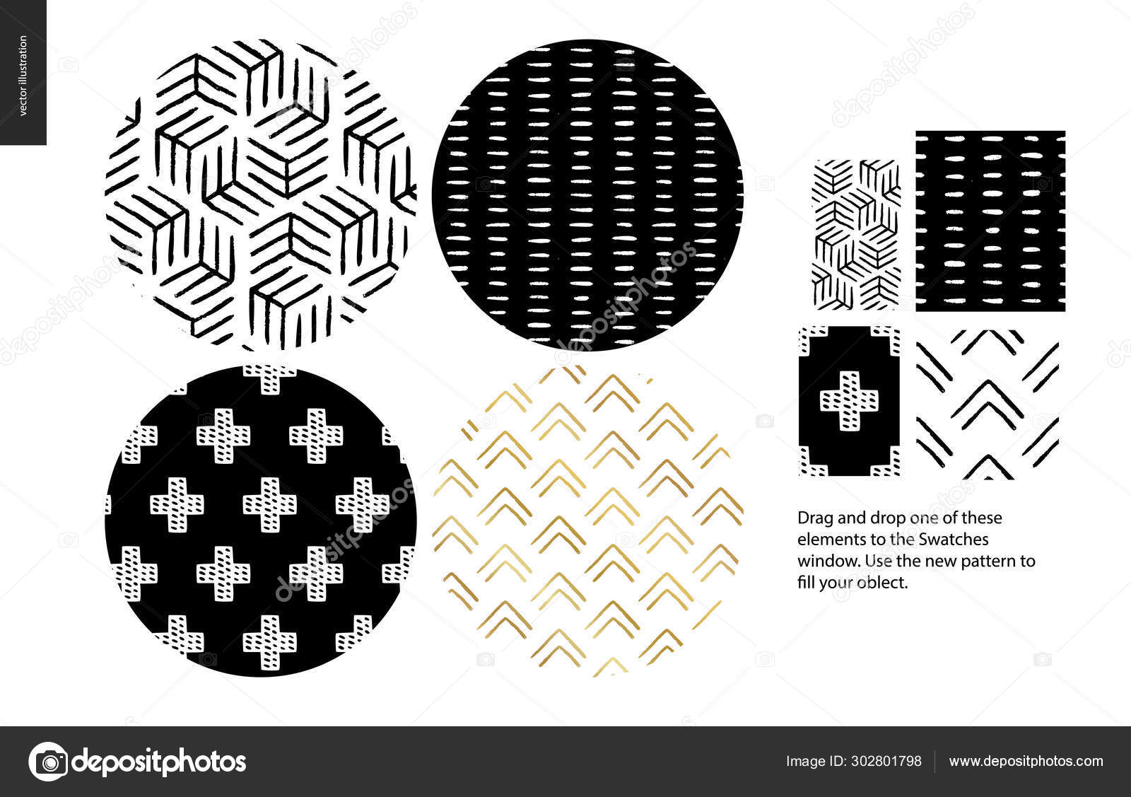 Hand drawn Patterns - rounded Stock Vector by ©grivina 302801798