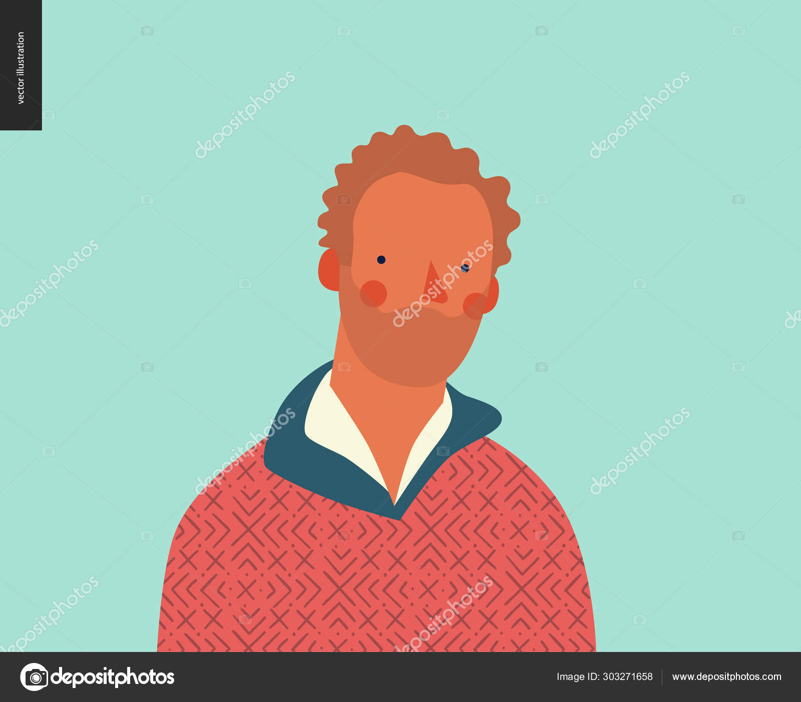 Bright people portrait - young man Stock Vector by ©grivina 303271658