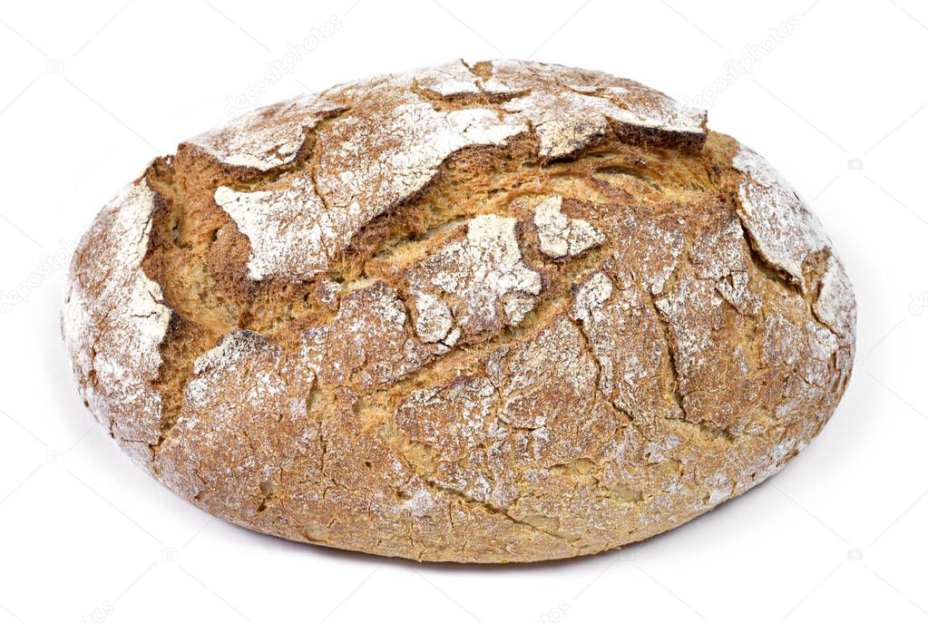 Pan de centeno fresco o pan integral. Objeto aislado sobre fondo blanco ...