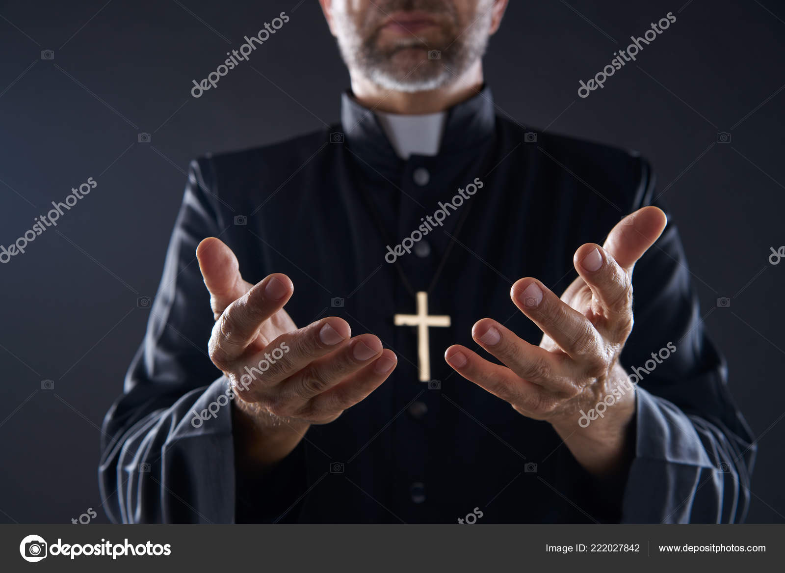 Priest Open Hands Arms Praying Offering Oblation Stock Photo by ...