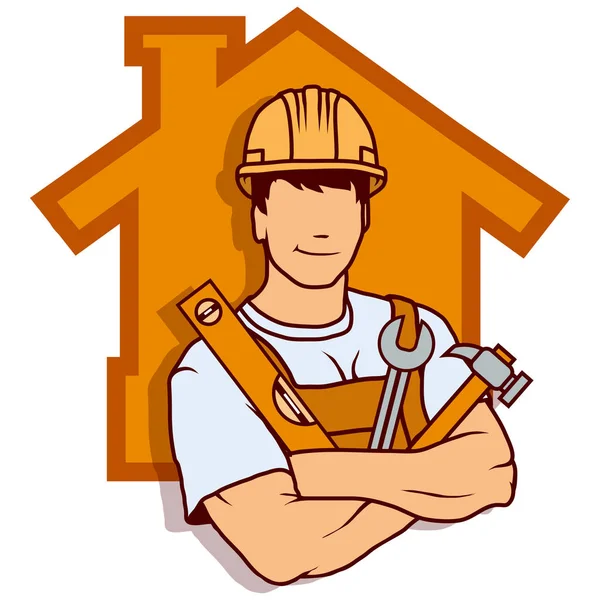 Builder Worker Building Service Logo Builder Company Emblem Vector ...