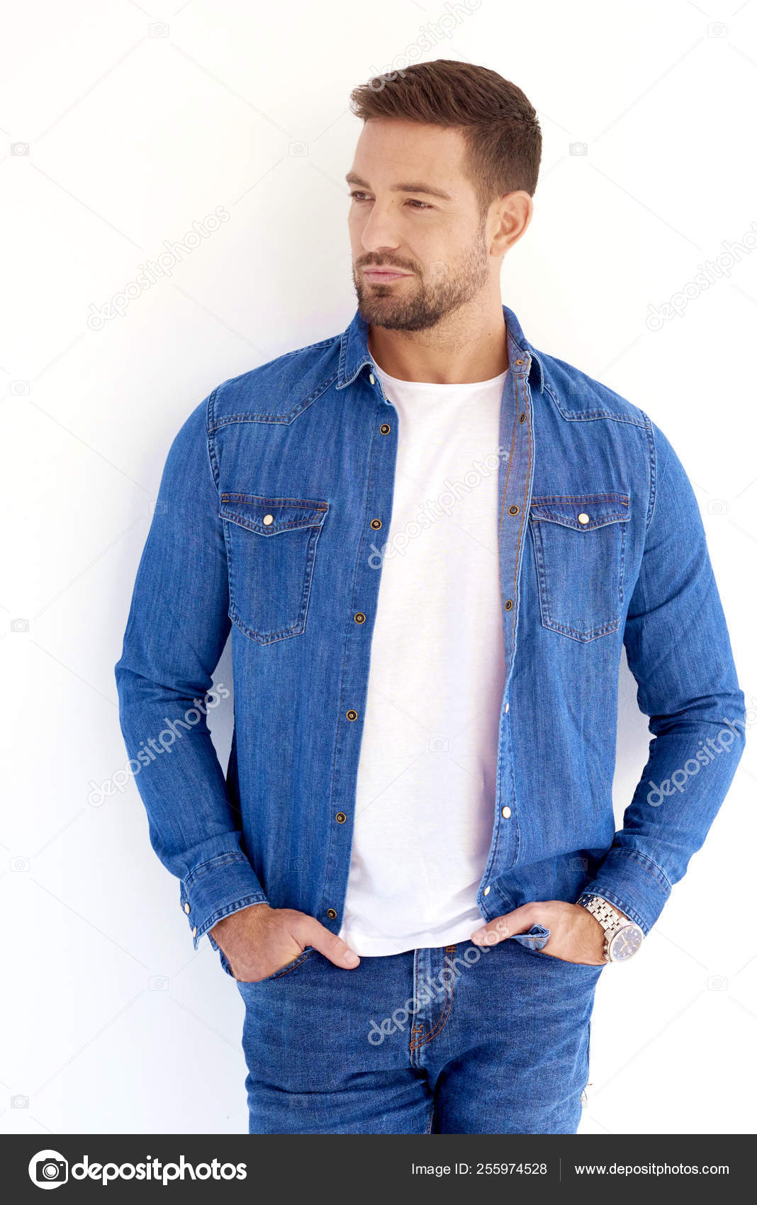 Isolated handsome man studio portrait while wearing casual cloth Stock ...