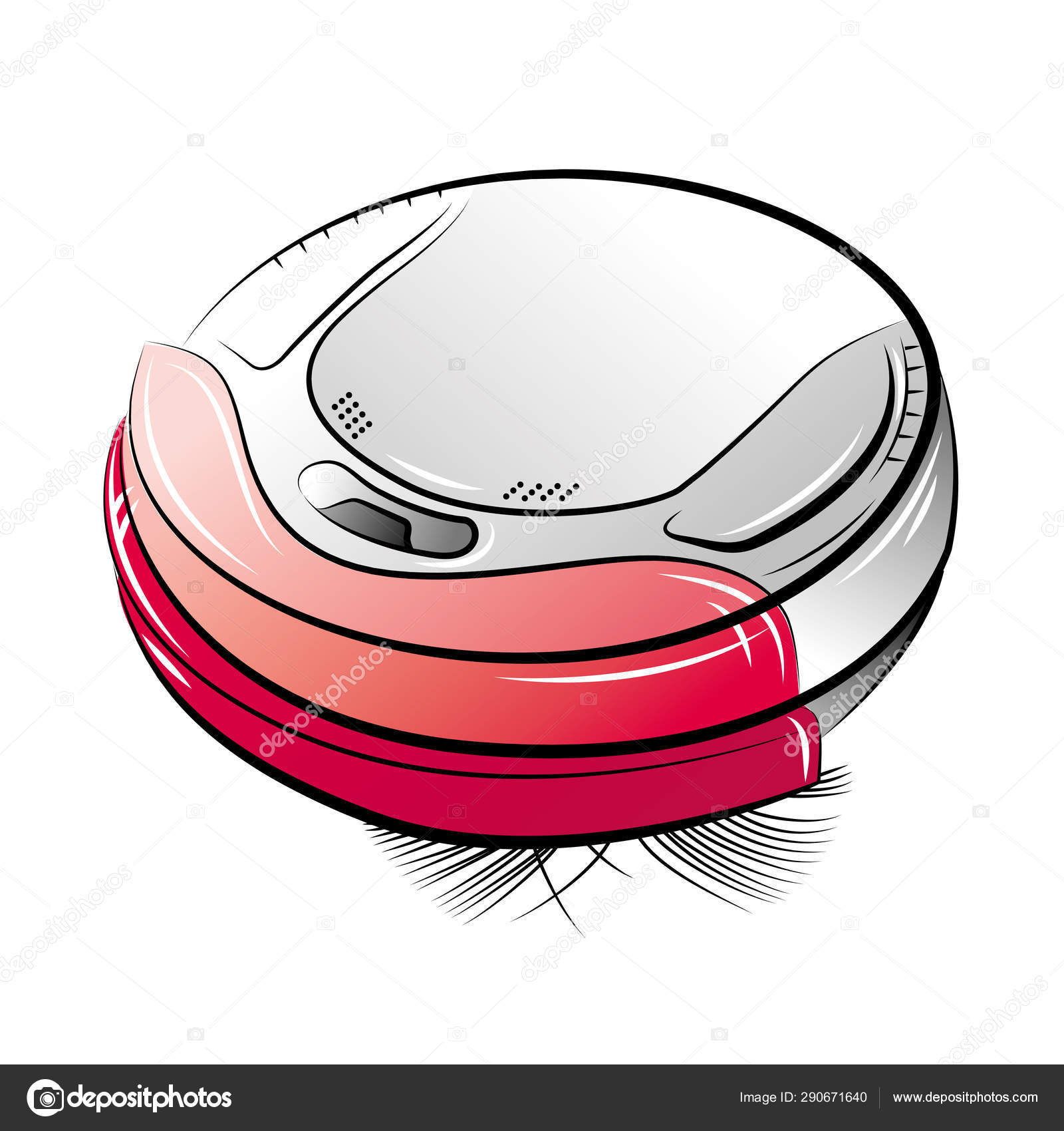 Drawing of the red robotic vacuum cleaner Stock Vector Image by ...