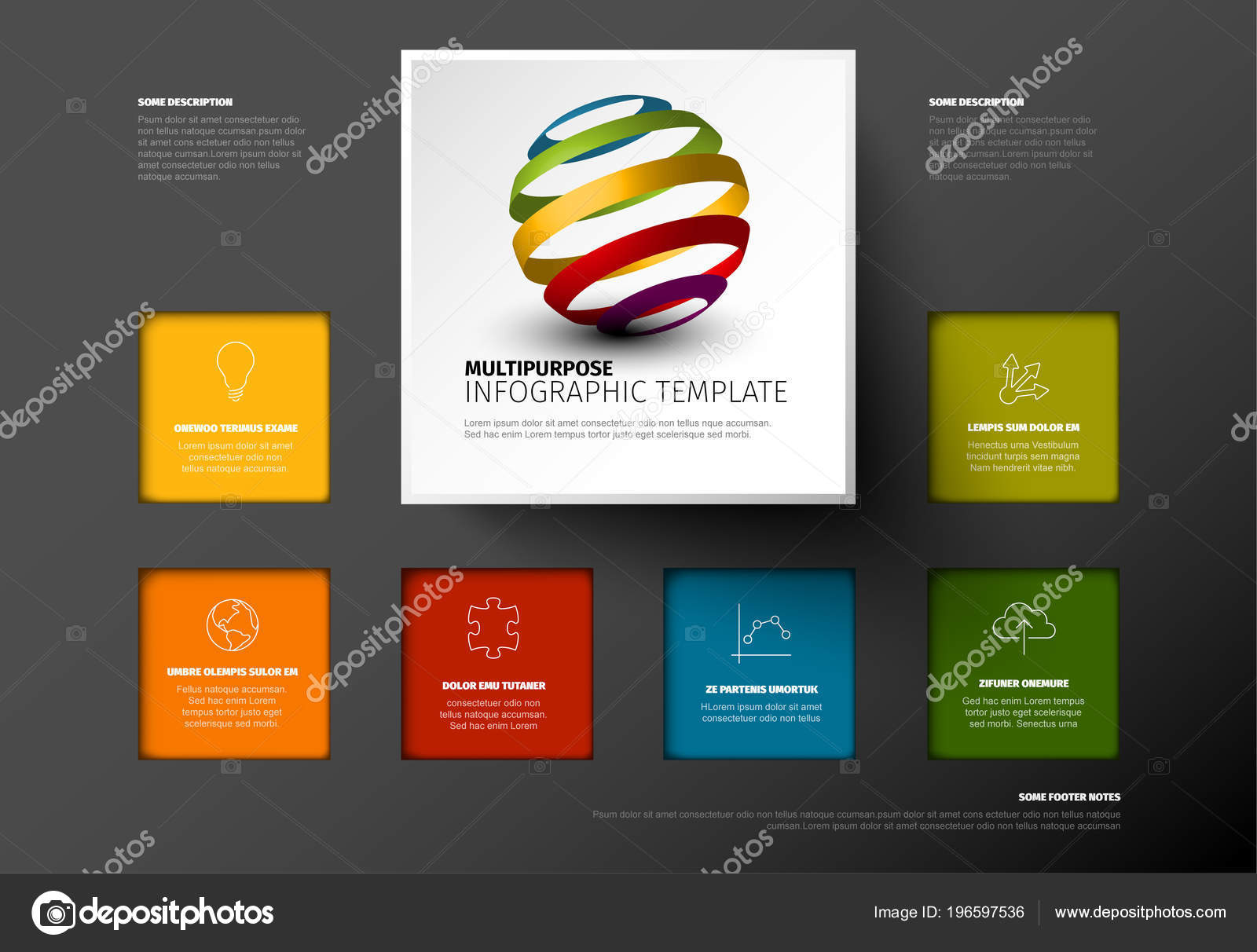 Vector Minimalist Colorful Infographic Report Template Square Blocks ...