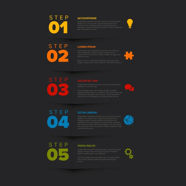 Five Vector Progress Block Steps Template Descriptions Big Numbers ...