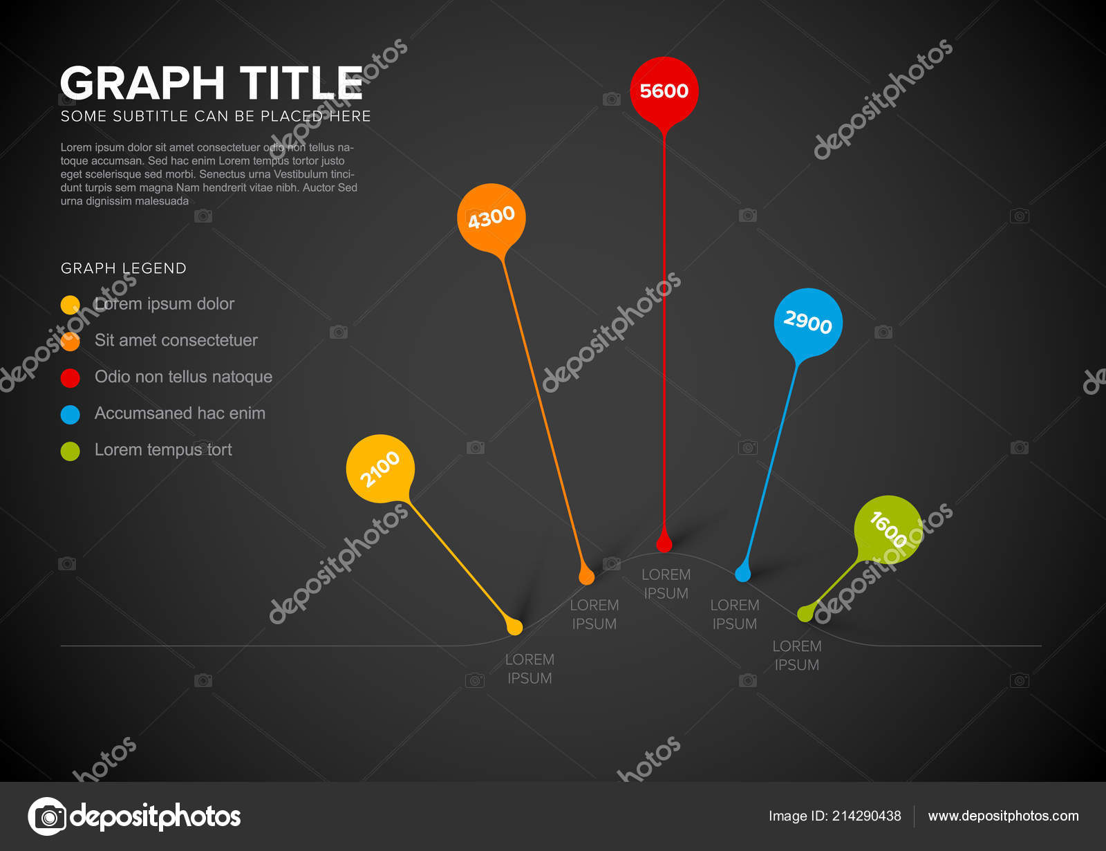 Vector Dark Statistics Vertical Column Graph Template Made Droplet Pins ...