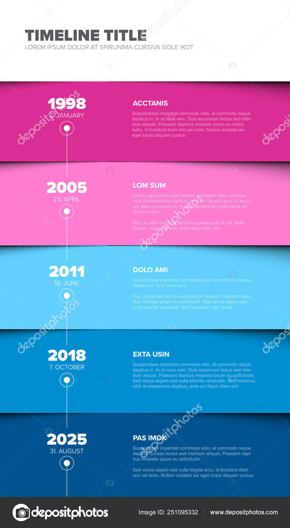 Vector Multipurpose Infographic Timeline Template Made Six Blue Pink ...