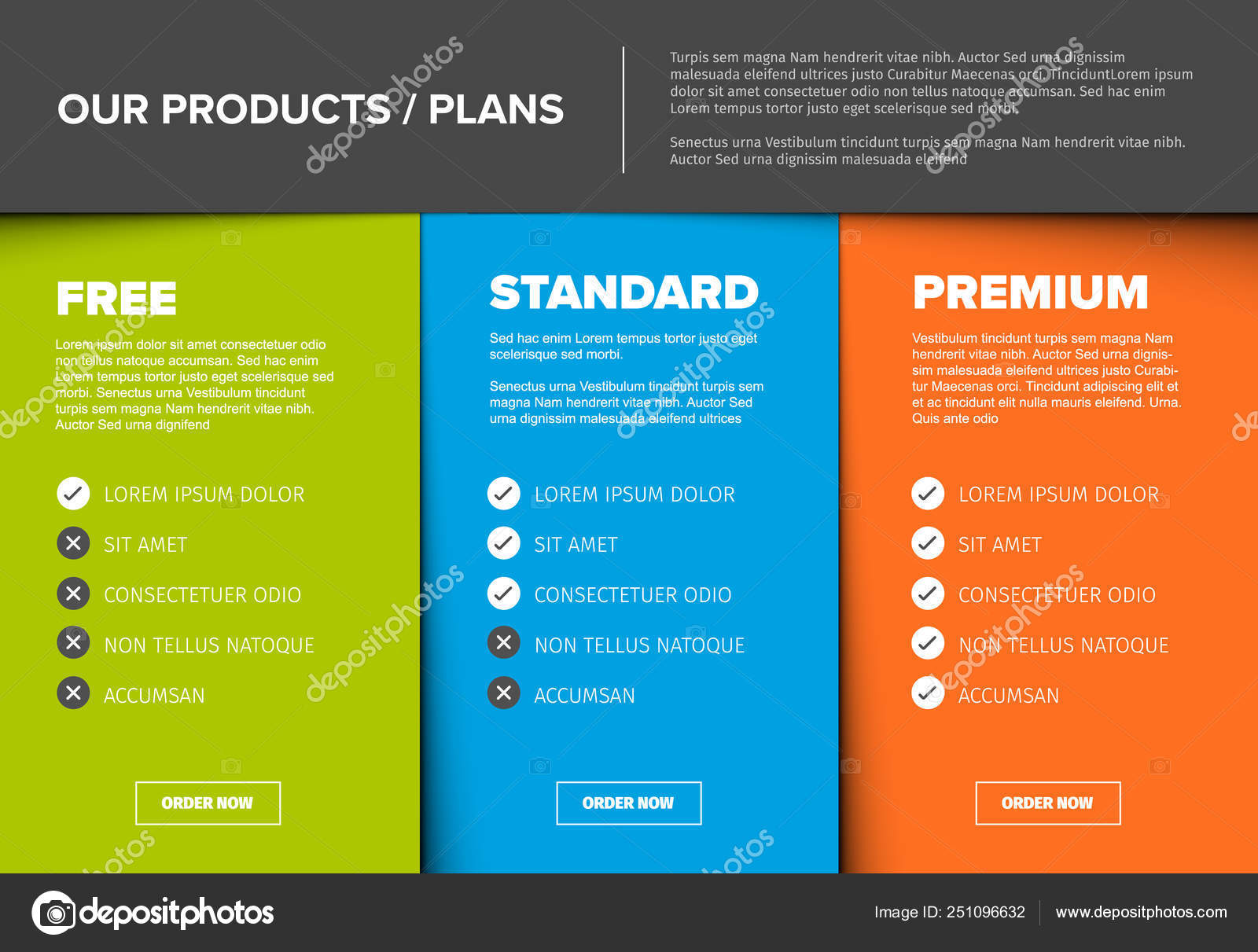 Product Service Price Comparison Cards Description Icons Stock Vector ...