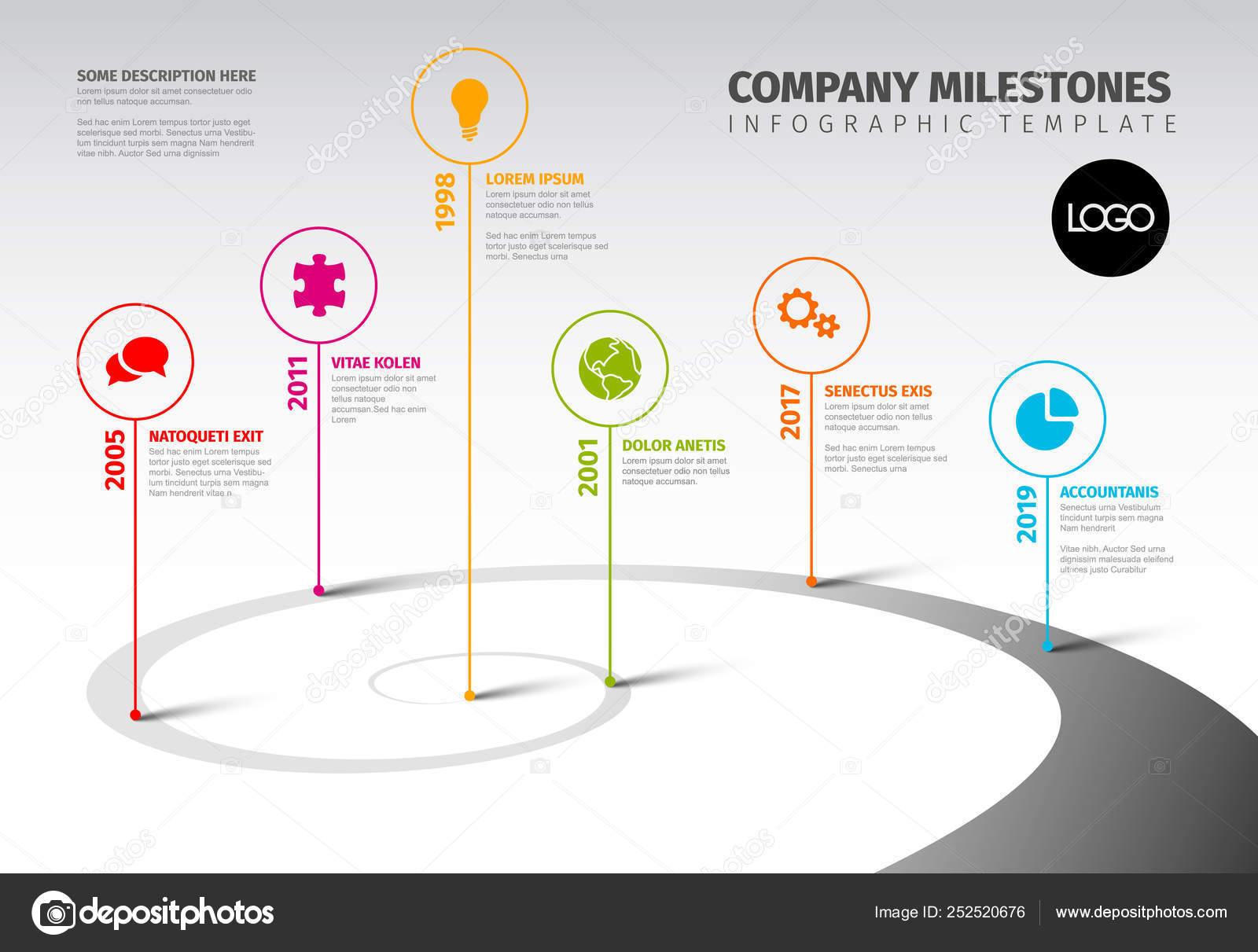 Evolution Timeline Template Spiral Model Icons White Version Stock ...