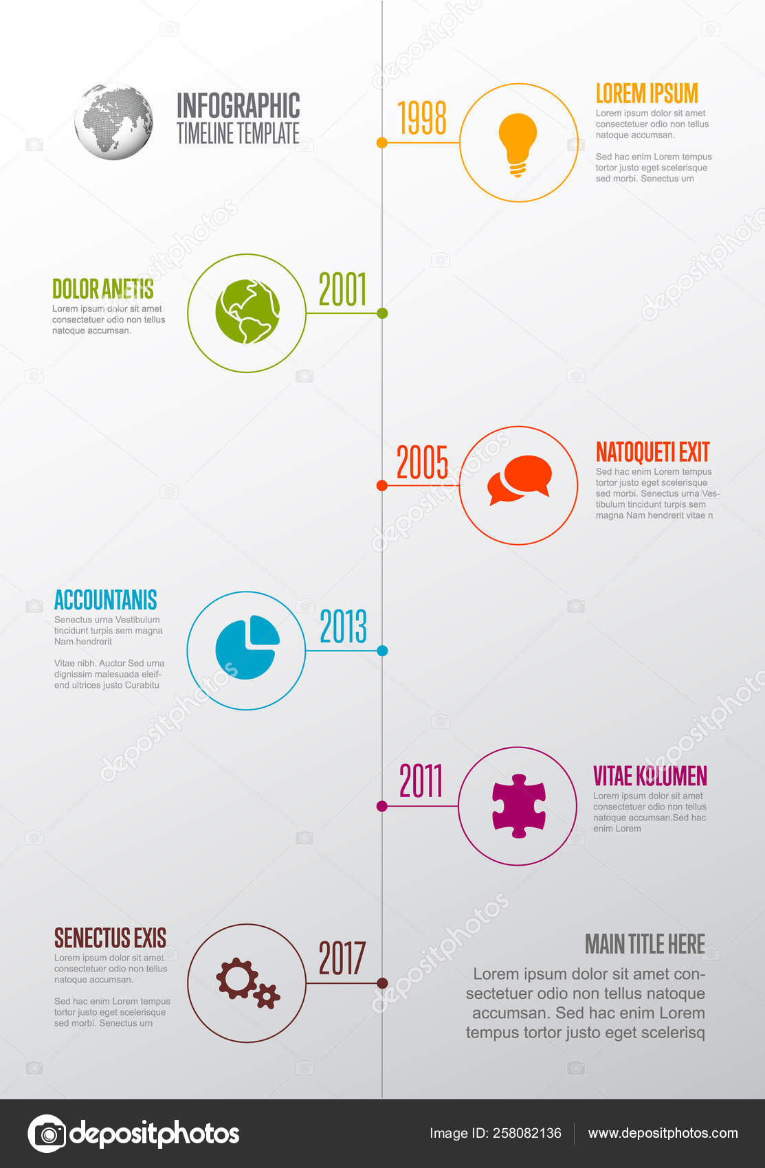 Vector Infographic Vertical Timeline Template Stock Vector Timeline