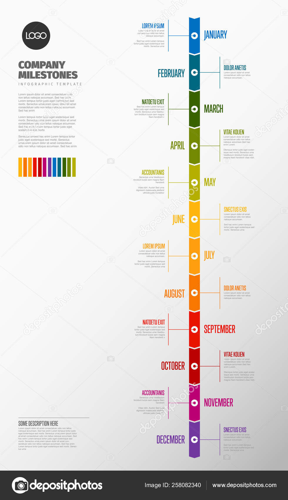 Full year timeline template Stock Vector Image by ©orson #258082340