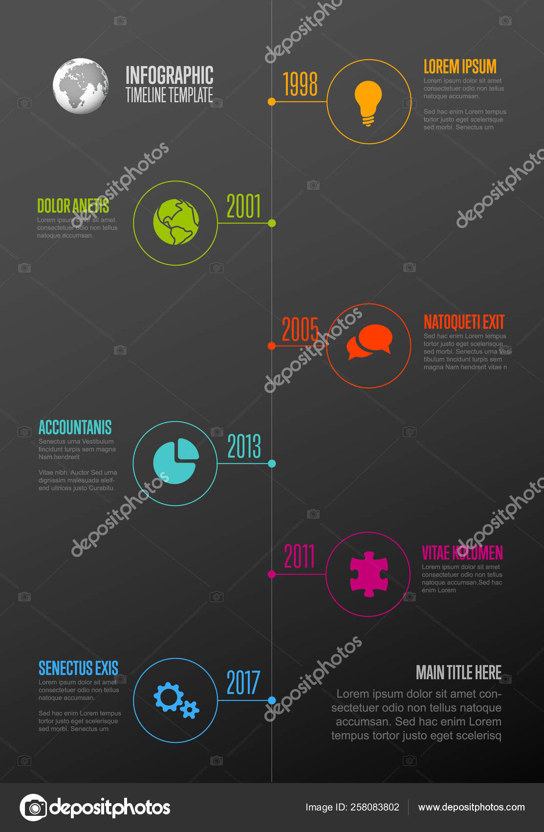 Vertical timeline template with icons Stock Vector Image by ©orson ...
