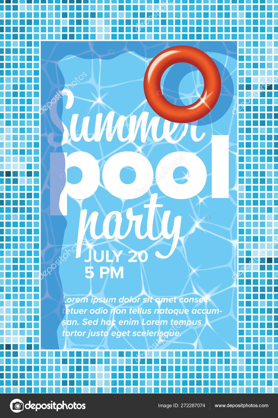Vector pool party invitation flyer poster template Stock Vector by ...
