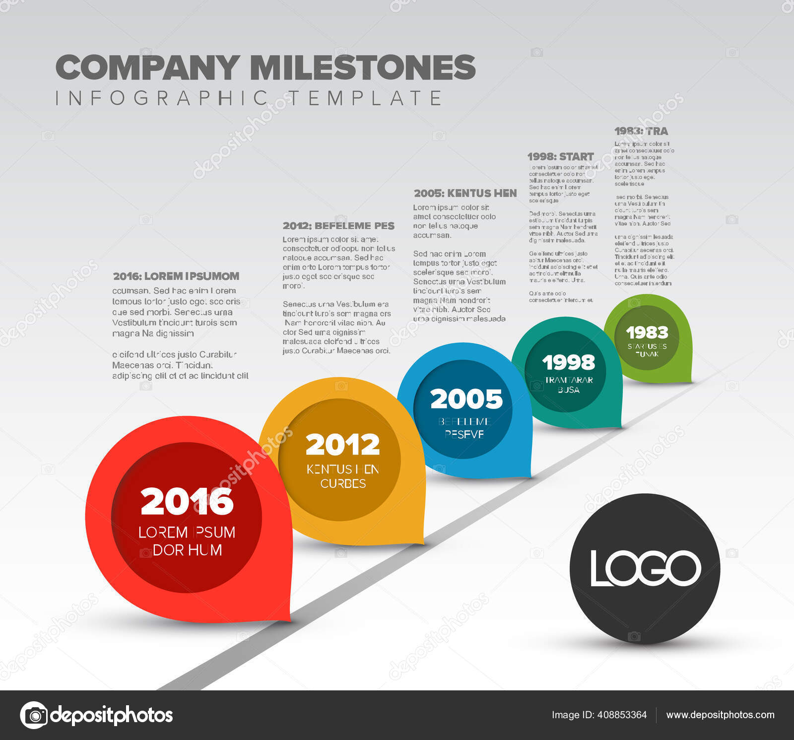 Vector Infographic Company Milestones Timeline Template Pointers Road ... Vector Infographic Company Milestones Timeline Template Pointers Road ...